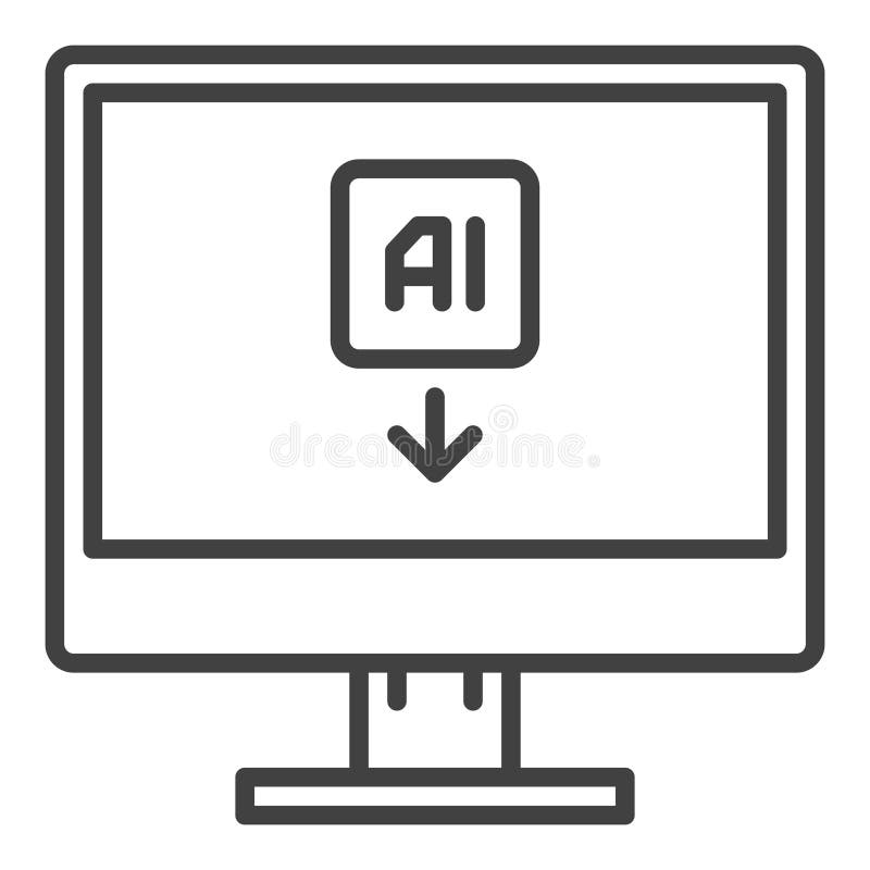 Artificial Intelligence Computer or PC Vector AI Technology Icon or ...