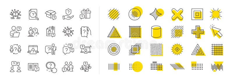 Questions Line Icons. Artificial Intelligence Computer, Phone with Question Mark, Problem Solve ...