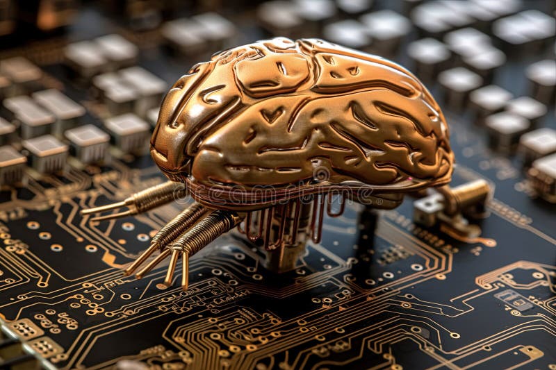 Artificial Intelligence Computer Processor. Human Brain As a Robot. Ai Generative Stock ...