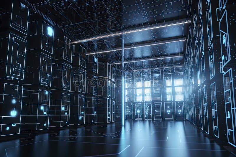 Artificial Intelligence Concept of Big Data or Cyber Security. 3D ...