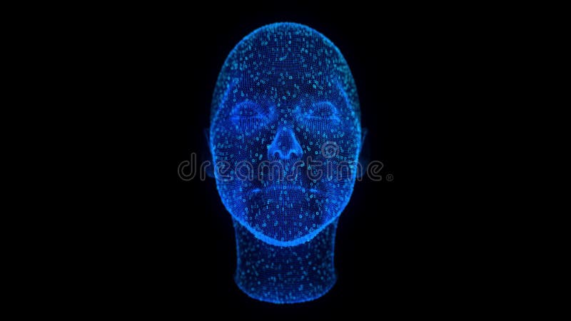Artificial Intelligence Concept of Big Data. Digital Human Head Stock ...