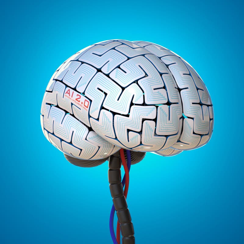 Artificial Intelligence Concept, Bionic Brain, Robot Brain 3d Rendering ...