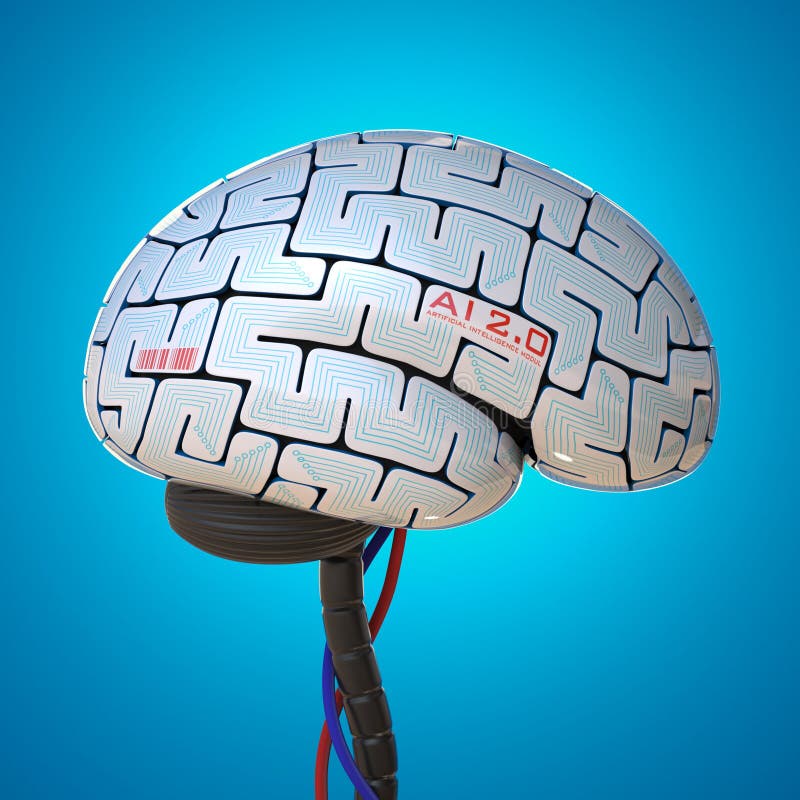 Artificial Intelligence Concept, Bionic Brain, Robot Brain 3d Rendering ... Artificial Intelligence Concept, Bionic Brain, Robot Brain 3d Rendering ...