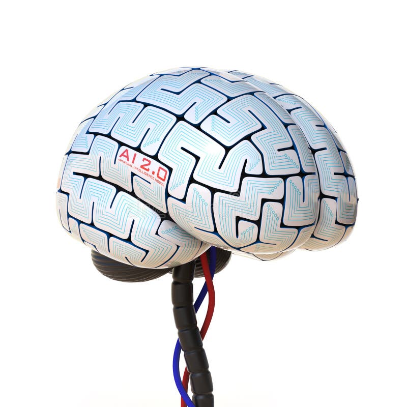 Artificial Intelligence Concept, Bionic Brain, Robot Brain 3d Rendering ...