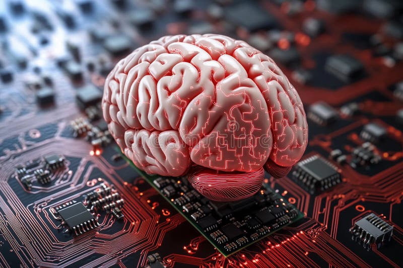 Artificial Intelligence Concept with a Brain Embedded in a Circuit ...