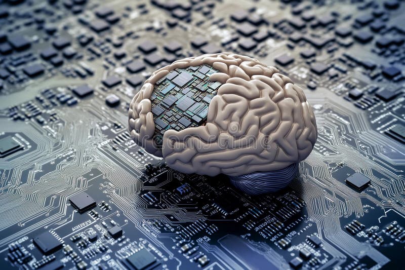 Artificial Intelligence Concept with a Brain Embedded in a Circuit ...