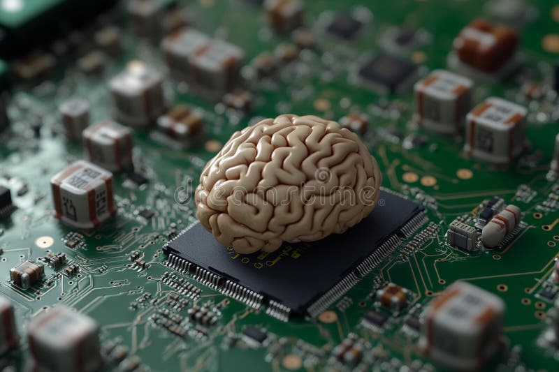 Artificial Intelligence Concept with a Brain Embedded in a Circuit ...