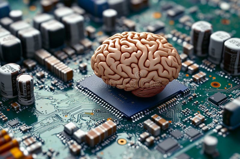 Artificial Intelligence Concept with a Brain Embedded in a Circuit ...