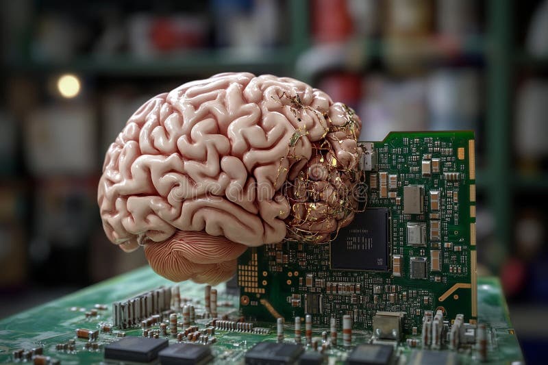 Artificial Intelligence Concept with a Brain Embedded in a Circuit ...