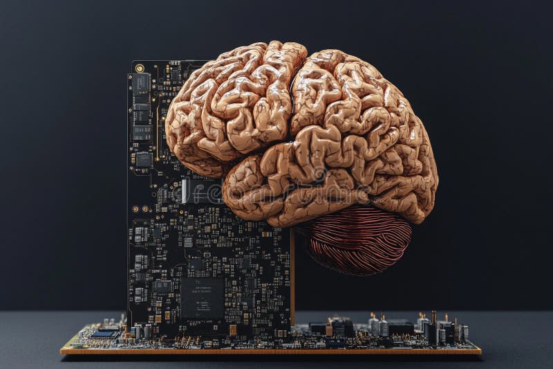 Artificial Intelligence Concept with a Brain Embedded in a Circuit ...