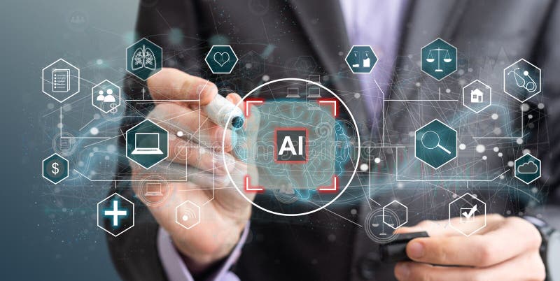 Artificial Intelligence Concept Businessman Holding Ai on Computer ...