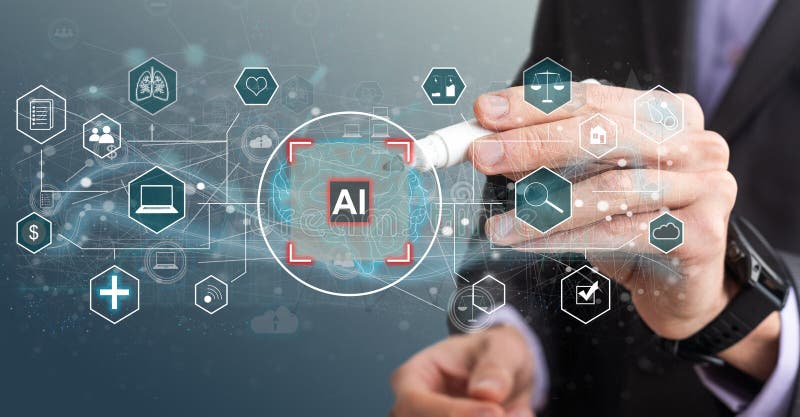 Artificial Intelligence Concept Businessman Holding Ai on Computer ...