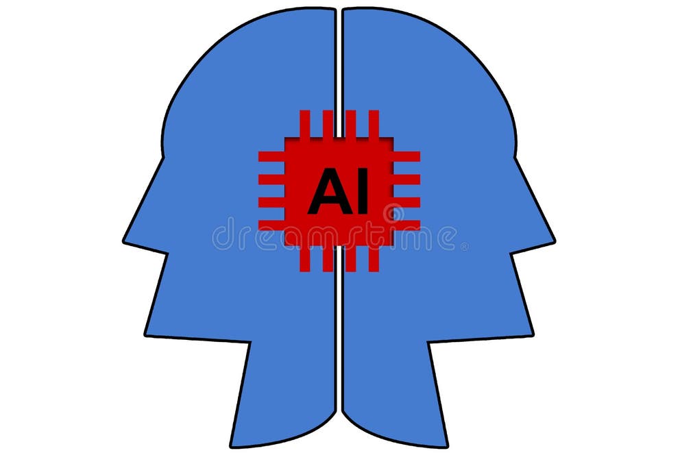 Artificial Intelligence Concept with Chip and Human Head Stock ...