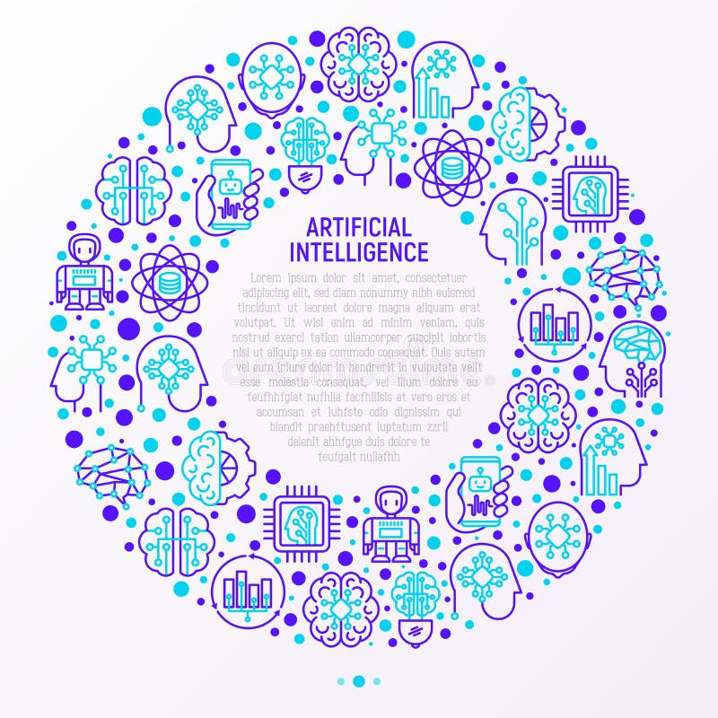 Artificial Intelligence Concept in Circle Stock Vector - Illustration ...