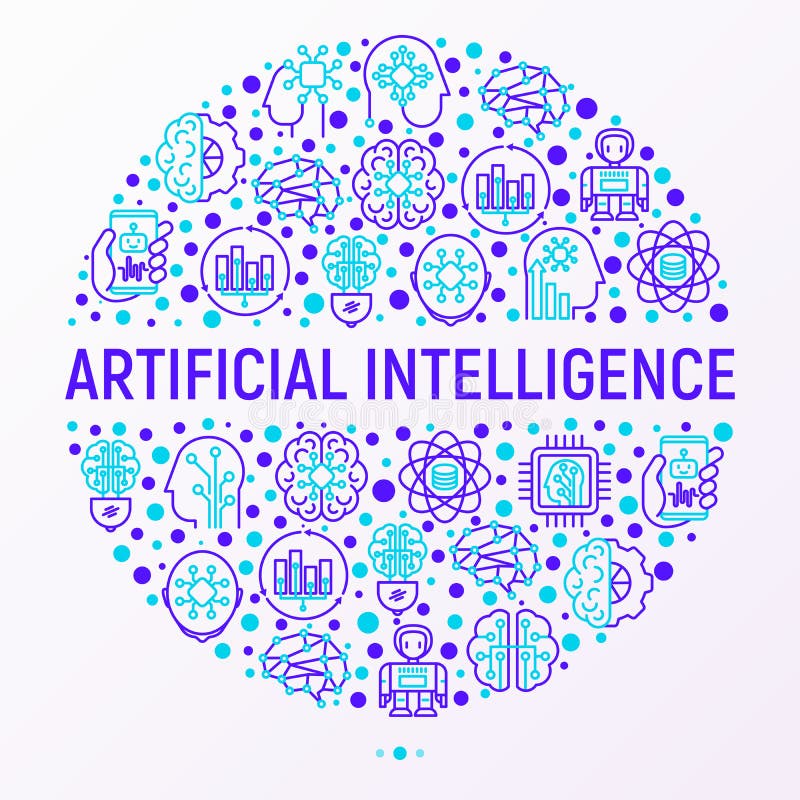 Artificial Intelligence Concept in Circle Stock Vector - Illustration ...