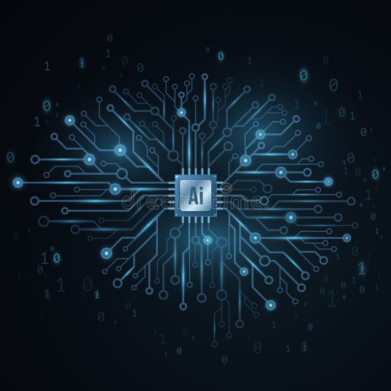 Artificial Intelligence Concept. Cyborg Technological Brain. Glowing ...