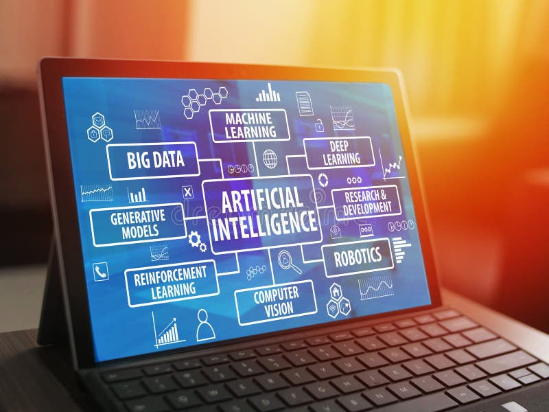 Artificial Intelligence Concept, Diagram of AI Shows Elements Related ...