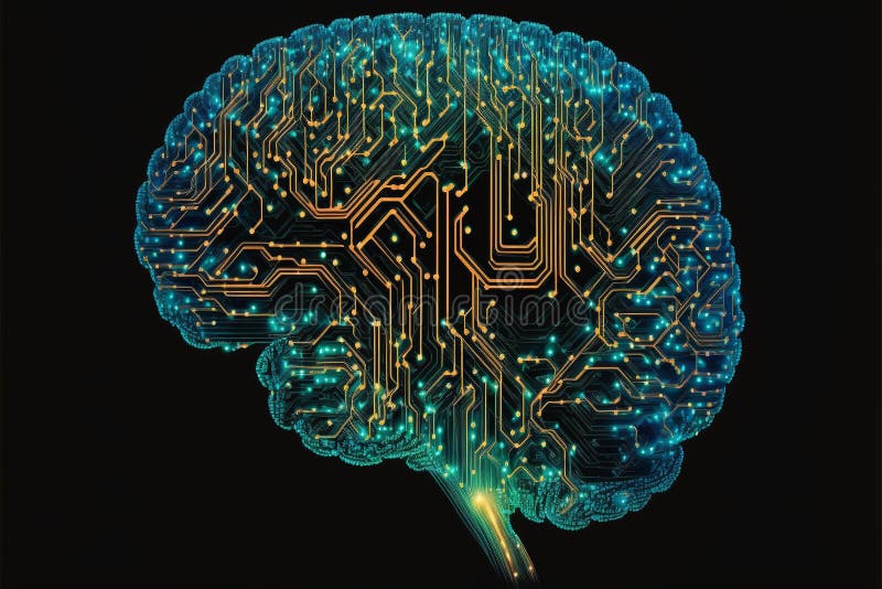 Artificial Intelligence Concept with a Digital Brain Focused on ...