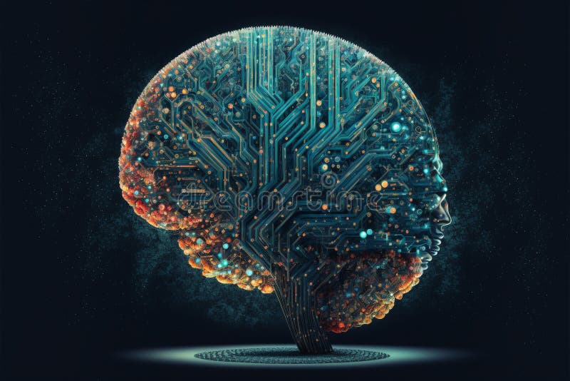 Artificial Intelligence Concept with a Digital Brain Focused on ...