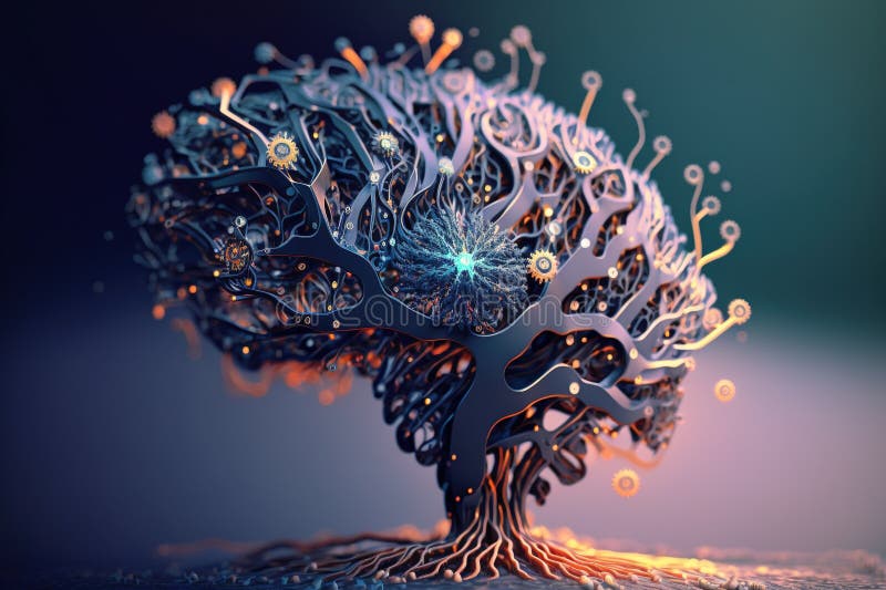 Artificial Intelligence. Concept of Digital Networks. Development of ...