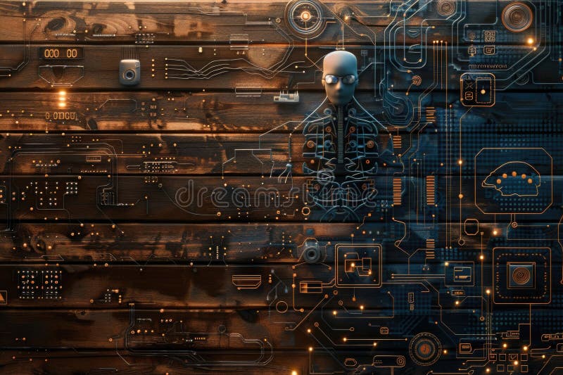 Artificial Intelligence Concept Display with Processors, Circuitry, and ...