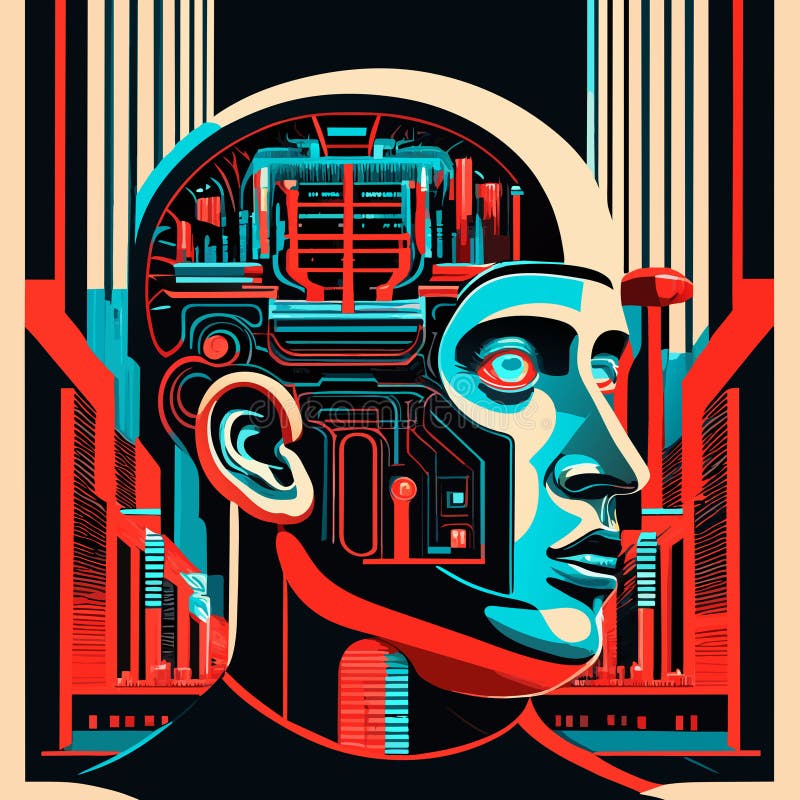 Futuristic robot head. stock illustration. Illustration of abstract ...