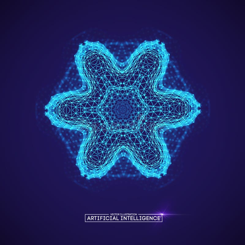 Blue 3D Wireframe Illustration on Ripple Wave BG Stock Vector ...