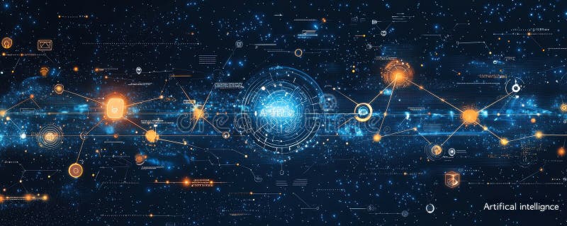 Artificial Intelligence Concept with Glowing Network Connections and ...