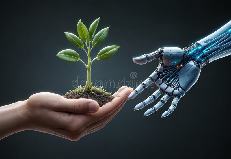 Artificial Intelligence Concept, Green Young Sprout Growing from ...