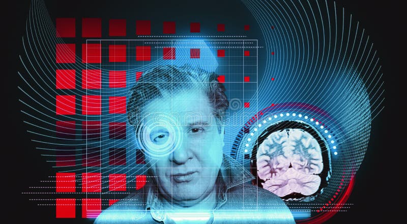 Artificial Intelligence Concept. Head, Face with Cybernetic Digital ...