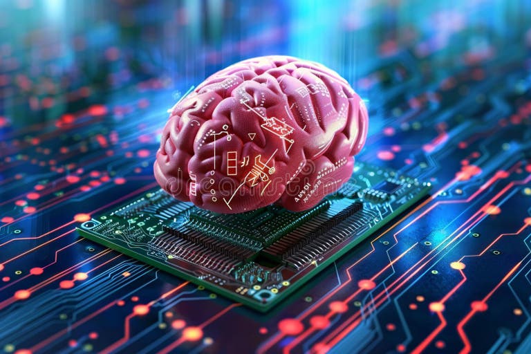 Artificial Intelligence Concept, Human Brain and Cpu Processor ...