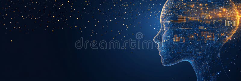 Artificial Intelligence Concept Human Head Formed by a Network of ...