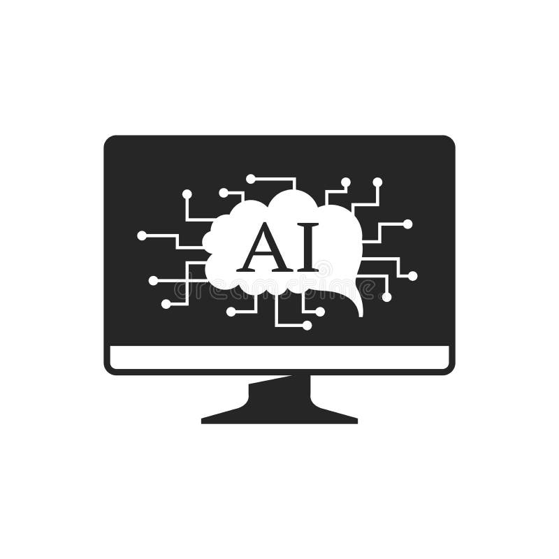 Artificial Intelligence Concept Icons in Black and White. Stock Vector ...