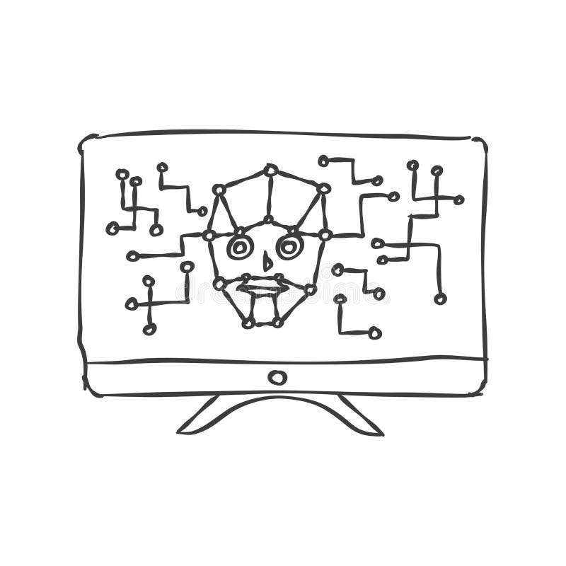 Artificial Intelligence Concept Icon in Sketch Drawing. Human Head with ...