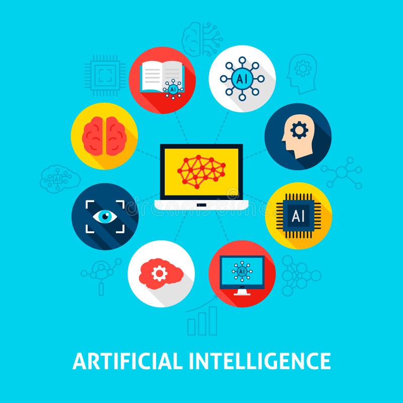 Artificial Intelligence Line Icon Circle Design Stock Vector ...