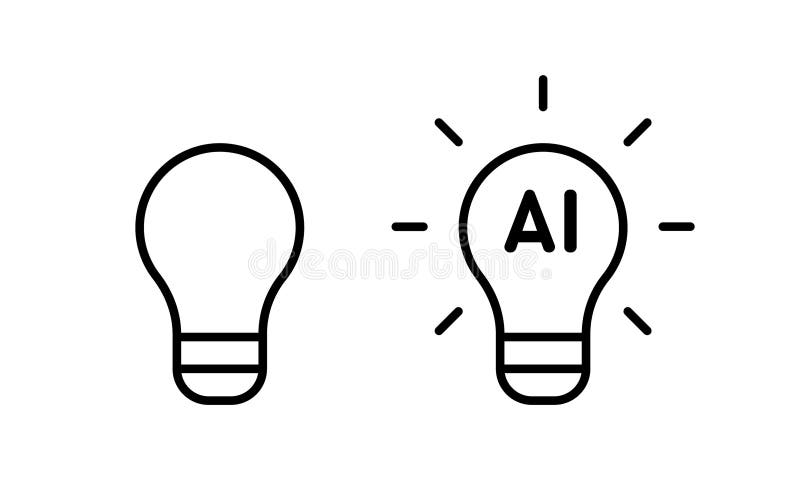 Artificial Intelligence Concept Light Bulb Progress Icon Set. AI ...