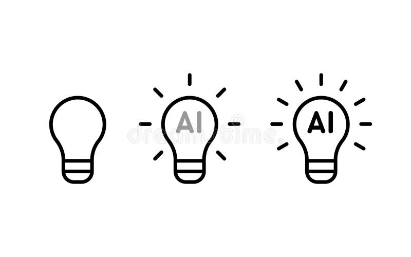 Artificial Intelligence Concept Light Bulb Progress Icon Set. AI ...