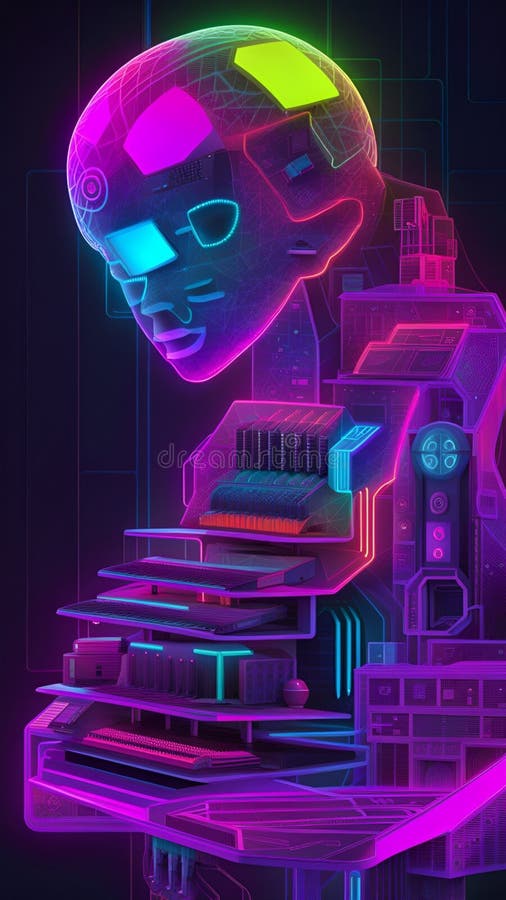 Artificial Intelligence Concept in Neo Colours Illustration AI ...
