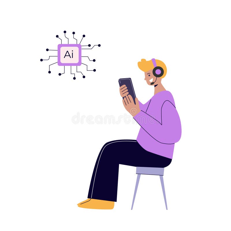 Artificial Intelligence Concept with People. Flat Vector Illustration ...