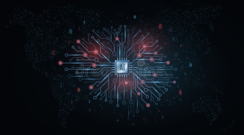 Artificial Intelligence Concept. Technological Brain. Glowing Computer ...