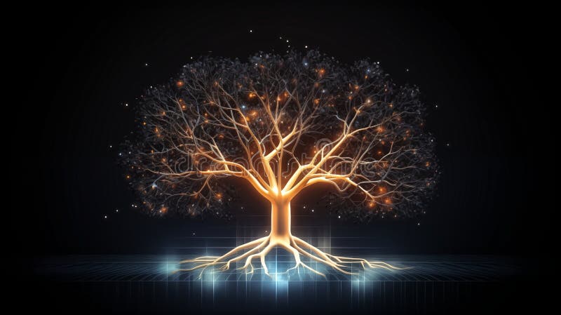 Artificial Intelligence Concept a Tree with Branches in the Form Stock ...