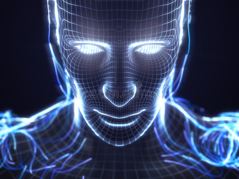 Artificial Intelligence Concept with Virtual Human Avatar.3d ...