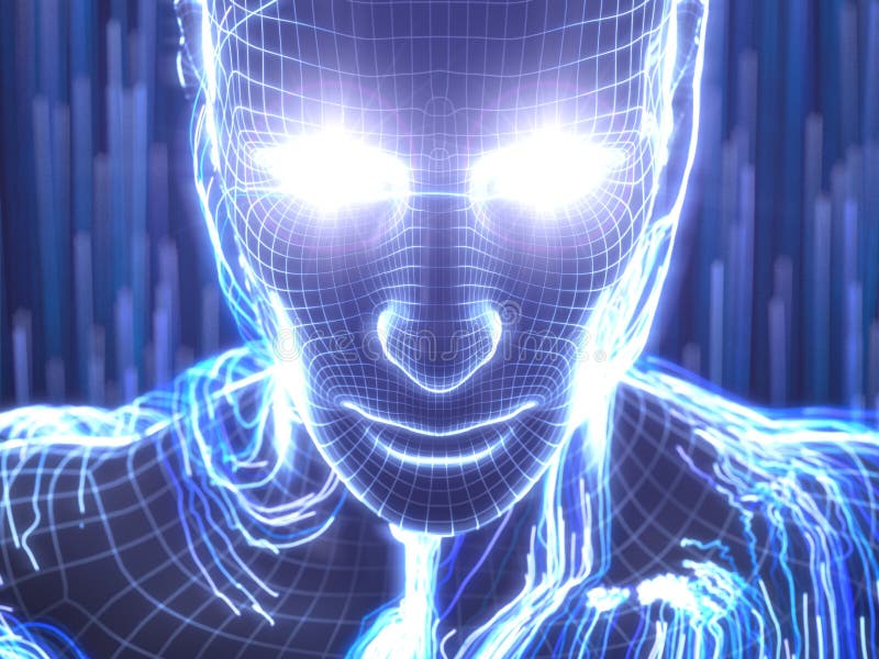 Artificial Intelligence Concept with Virtual Human Avatar.3d ...
