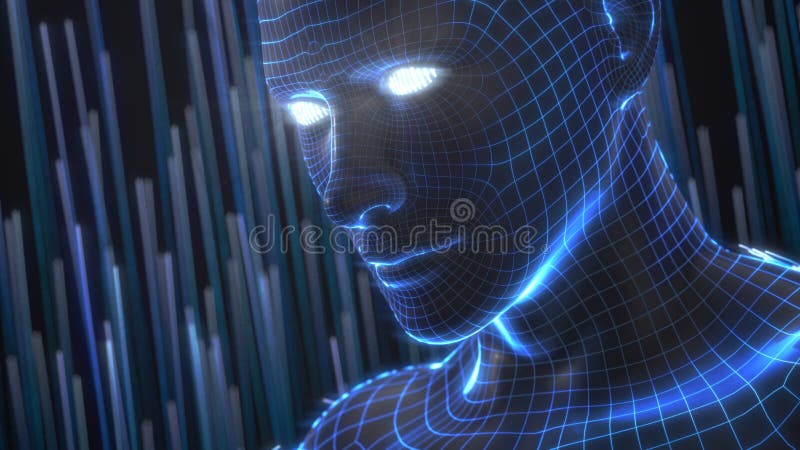 Artificial Intelligence Concept with Virtual Human Avatar.3d ...