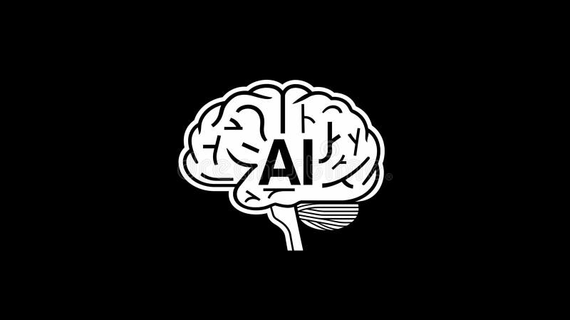 Artificial Intelligence Concept, White Stylized Human Brain with AI ...
