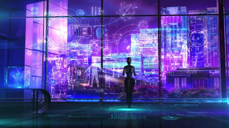 Artificial Intelligence Conducts Biological Research, 3D Render Stock ...