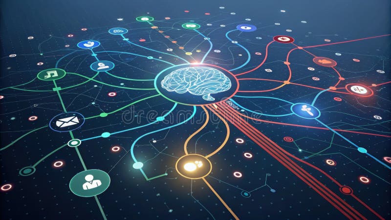 Artificial Intelligence Connecting Various Data Points through Glowing ...