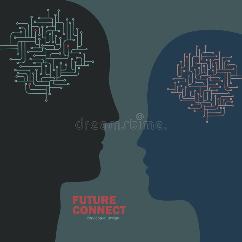 Artificial Intelligence Connection. Human Brain Circuit Stock Vector ...