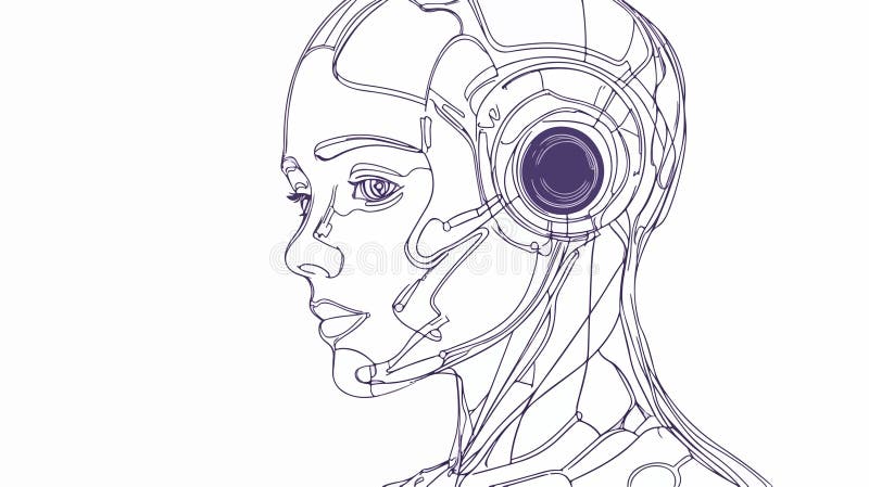 Artificial Intelligence Continuous One-line Drawing. Stock Illustration ...