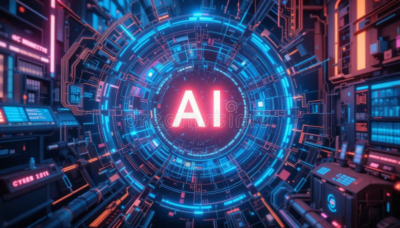 Artificial Intelligence Core Digital Brain and Network Connections ...